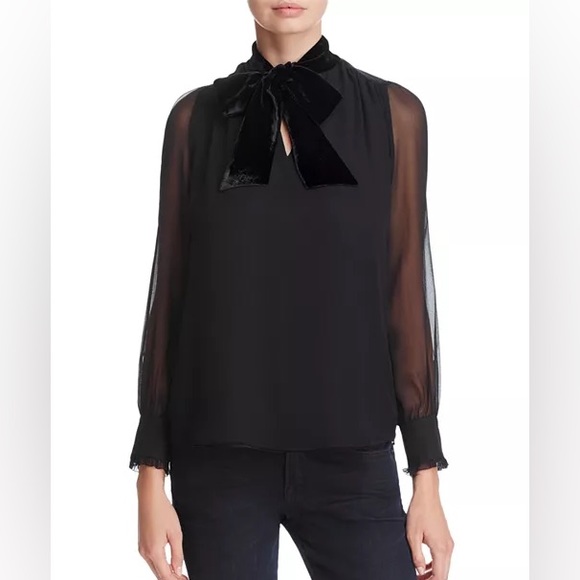 kate spade | Tops | Kate Spade New York Black Velvetbow Silk Blouse ...